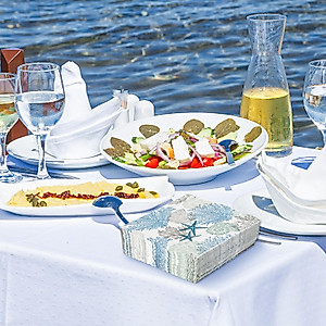 AnyDesign 100Pcs Ocean Paper Napkins Disposable Starfish Seashell Coral Luncheon Napkins 6.5 x 6.5 Inch Sea Theme Dessert Dinner Hand Napkins for Tropical Summer Wedding Bridal Shower Birthday