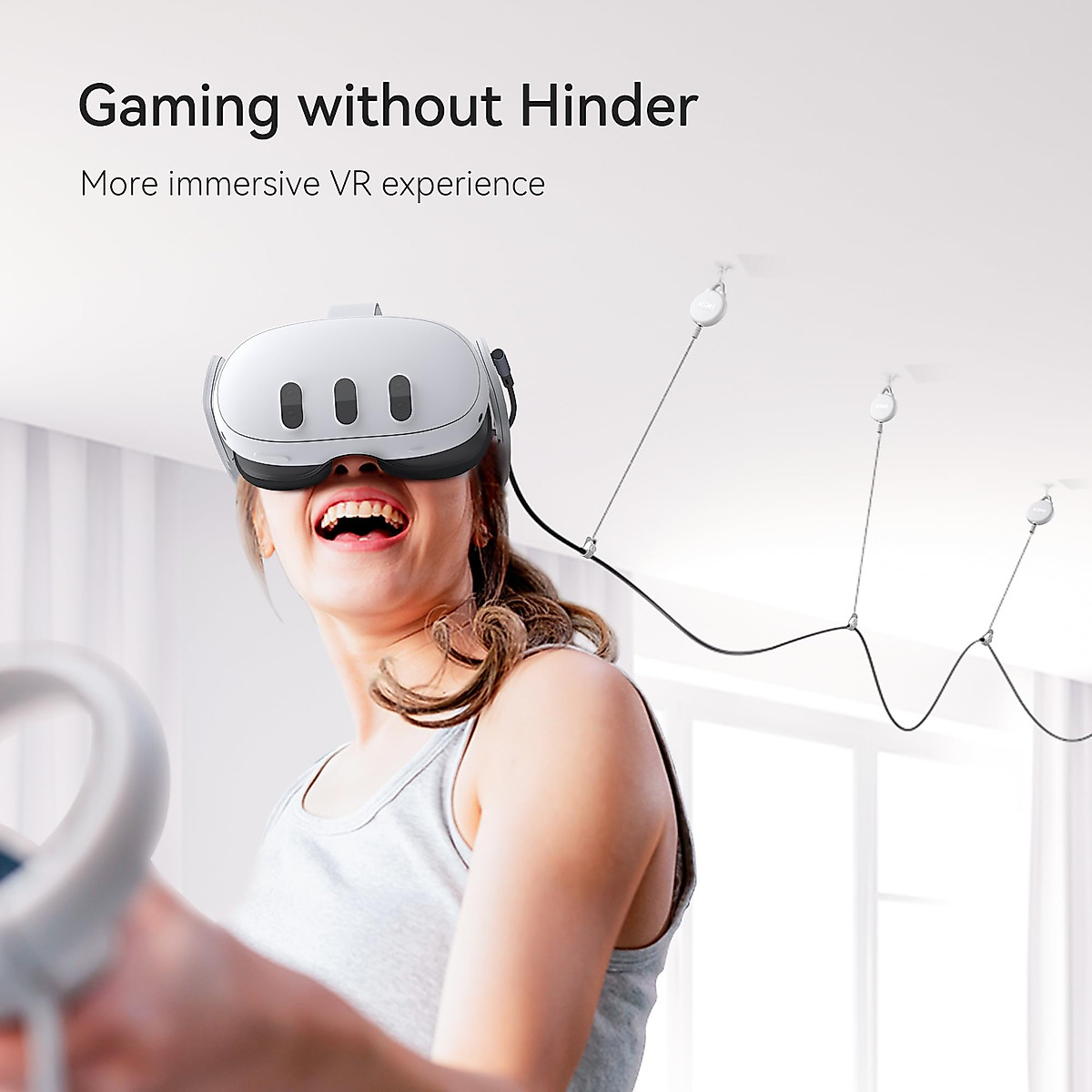 [Pro Version] KIWI design VR Cable Management, 6 Packs VR Pulley System Compatible with Quest 3/2/1/Rift S/Valve Index/HTC Vive/Vive Pro/HP Reverb G2/PSVR/PS VR2 Link Cable