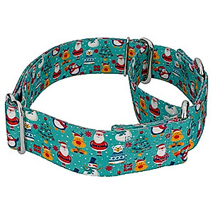 Country Brook Design - Santa and Friends Christmas Dog Collar with 11 Festive Patterns - 1 1/2 Inch Martingale Collection (1 1/2 Inch, Large)
