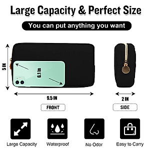 Nylon Small Makeup Bag for Purse, Cute Preppy Makeup Bag Cosmetic Zipper Pouch Purse, Waterproof Portable Travel Toiletry Bag Coin Pouch Clutch Makeup Brush Bag Organizer Storage for Women Girls(Blue)