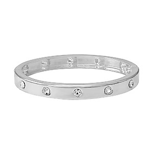 Guess Narrow Hinge with Crystal Silver Bangle Bracelet