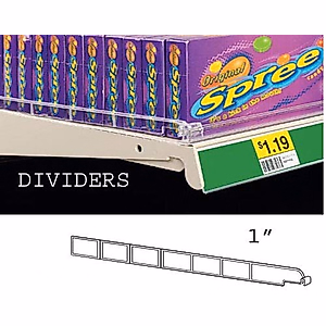 Universal Shelf Lip & Adjustable Depth Divider Kit, [5] 48" L Adhesive Front Lips w/ [50] 1" H Divider