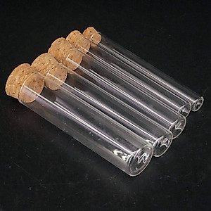 no logo 5pcs Oute Diameter 12mm 15MM 18MM 20MM 25MM 30MM 35MM 40mm Lab Glass Test Tube Flat Bottom with Wood Stopper Thermostability (Capacity : 30x100mm)