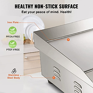 22" 1600W Electric Countertop Griddle with Adjustable Temp Control - VEVOR