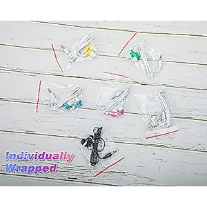 QIDAIZUOEN 60 Packs Earbuds Bulk Classroom Headphones Wired in Ear Disposable Student Earphones Multiple Colors Individually Wrapped for School Travel or Home Use