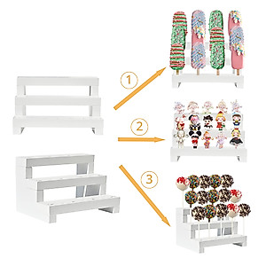 Wood Cakesicle Stand Display - Cake Pop Stand Display Riser - 3 Tier Wood Lollipop Holder, for Dessert Table of Wedding Shower Birthday Parties