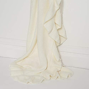 Best Home Fashion Ruffle Border Throw - Ivory - 50" W x 60" L - (1 Throw)