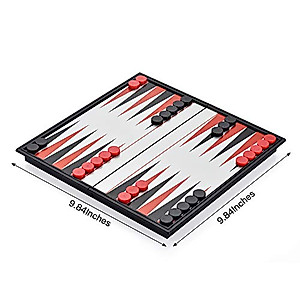 QuadPro Magnetic Backgammon Board Game Set with Folding Board Travel Games for Kids and Adults