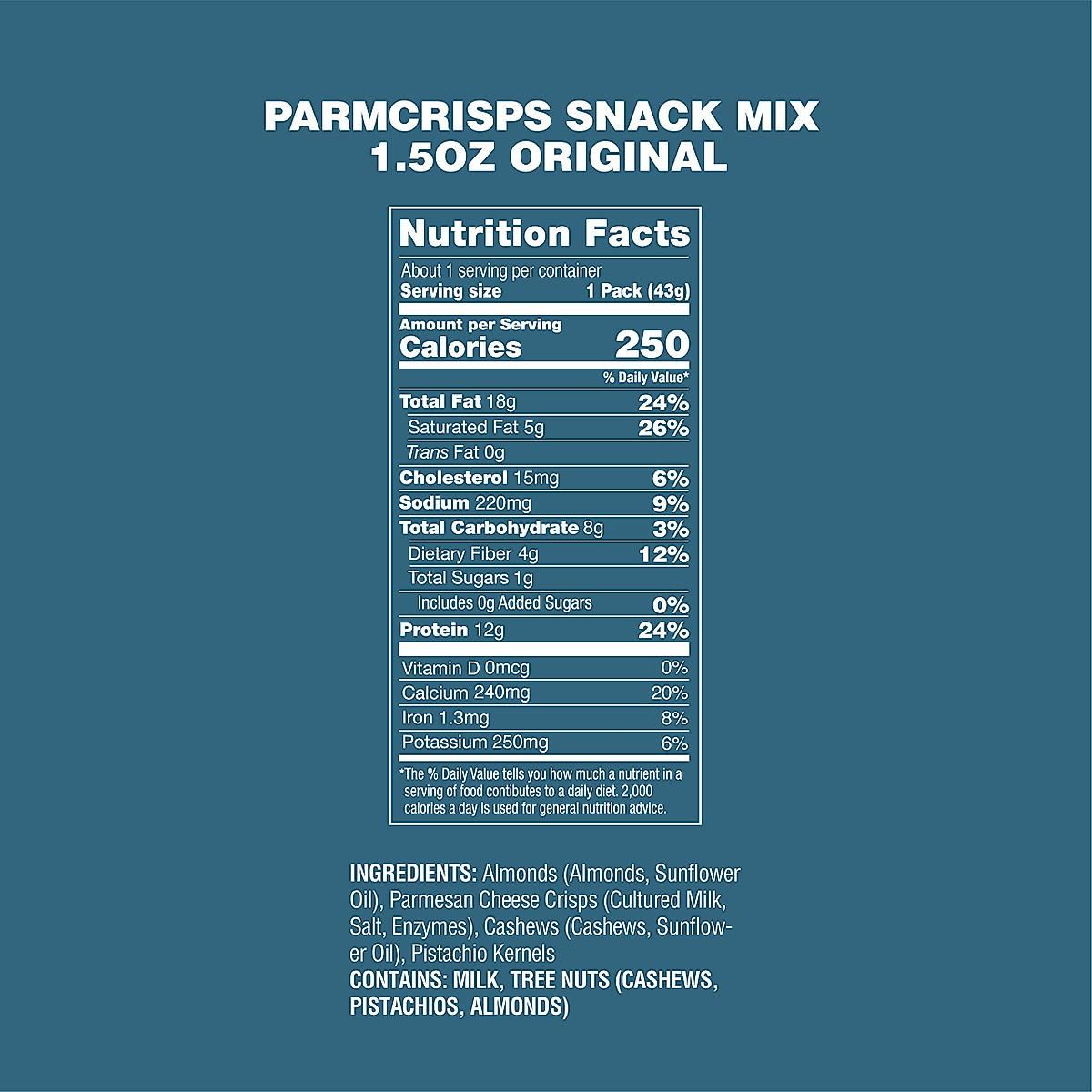 ParmCrisps Snack Mix – Original Cheese Parm Crisps and Nuts Snack, Made Simply with 100% Cheese Crisps, Almonds, Cashews, and Pistachios | Healthy High-Protein On-the-Go Snack, Low Carb, Gluten Free, Low Sugar | 1.5 oz (Pack of 6)