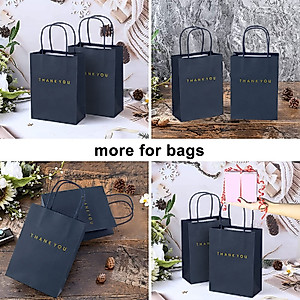 driew Thank You Gift Bags 50 Pack, 5.9 x 3.1 x 8.3'' Navy Blue Paper Bags with Handles for Retail, Wedding,Party, Shopping