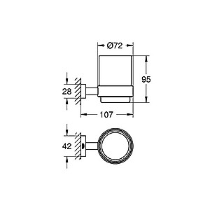 Grohe 40755001 Essentials Cube Glass Cup With Holder