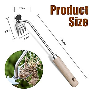 Dizzily Weeder - Manual Weed Puller Tool, Uprooting Weeding Remover Tool, 4-Claw Steel Head Hand Garden Weeder Tool Easily Remove Weeds for Otted Plants, Gardens, Yards, Farms