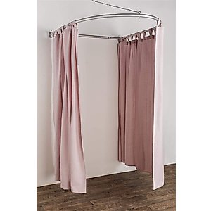 Displays2go Retail Dressing Room Kit, Semi-Circle, Aluminum Curtain Rod, Wall Mount - Silver (SMDRF4860)