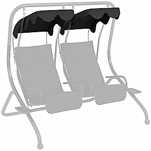 Outsunny 2-Seater Swing Canopy Replacement, Outdoor Swing Sunshade Top Cover (Canopy Only), Black