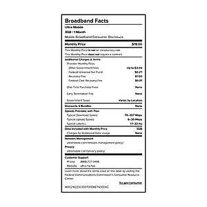 $19/mo. Ultra Mobile Prepaid Phone Plan with Unlimited Talk, Text and 3GB of 5G • 4G LTE Data (SIM Card Kit)