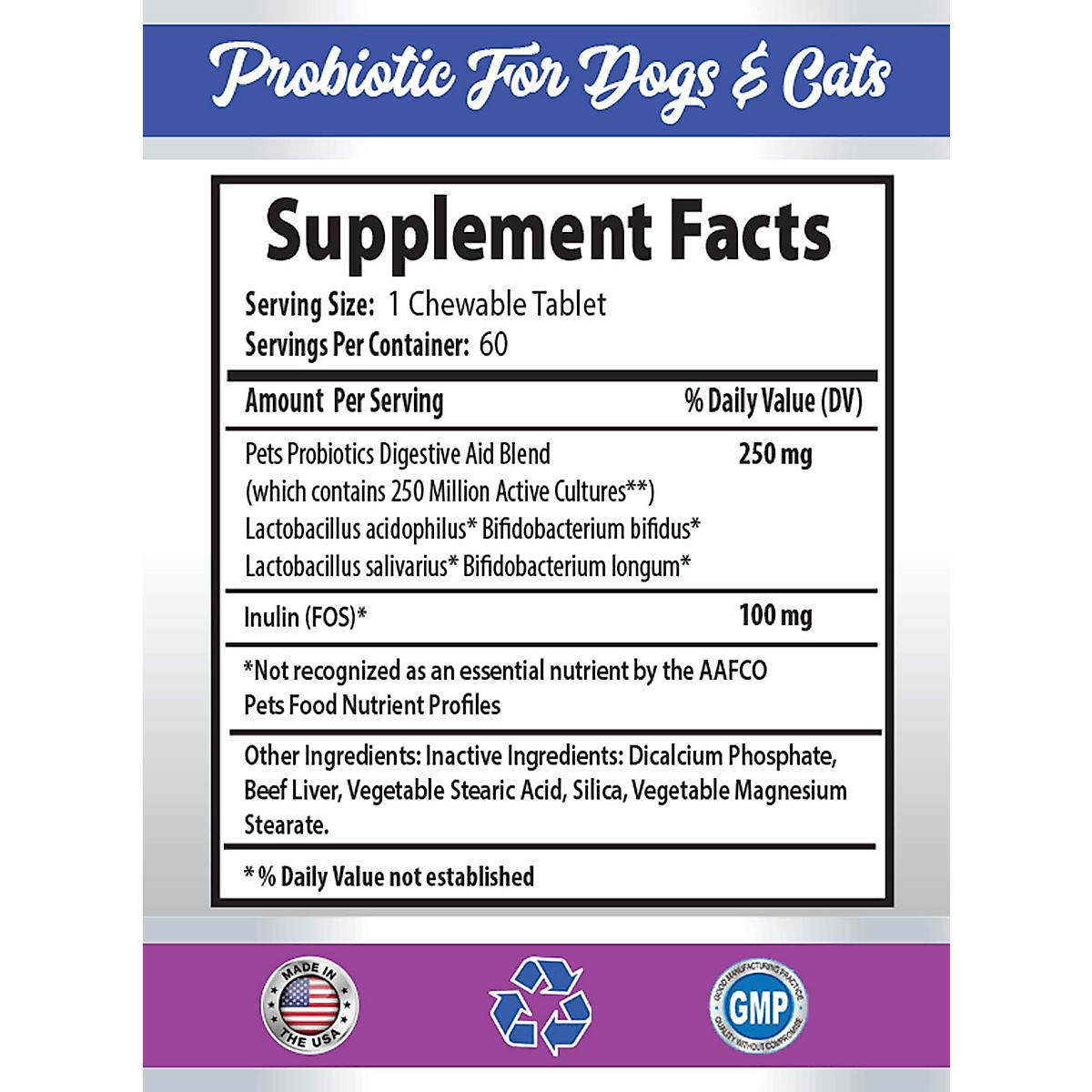 Digestive Supplements for Dogs - PROBIOTICS for Pets - Dogs Cats - Bad Gas and Breath Treats - Advanced Immune Boost - Dog probiotics Diarrhea - 2 Bottles (120 Treats)