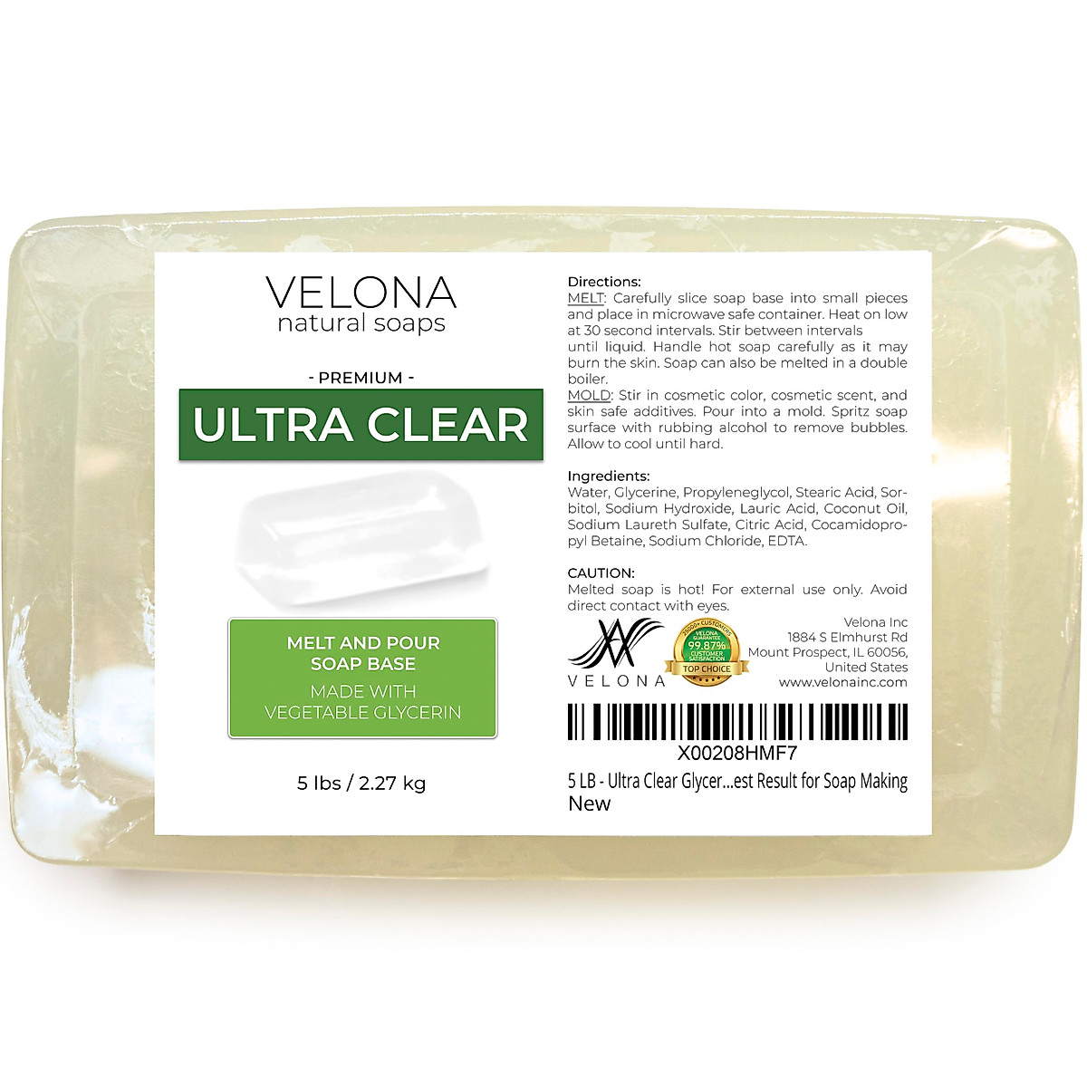 velona 5 LB - Ultra Clear Glycerin Soap Base Melt and Pour | Transparent Natural Bar for The Best Result for Soap Making