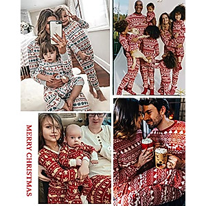 Ekouaer Matching Family Pajamas Set Christmas Pjs Holiday Sleepwear Sets Printed Long Sleeve Nightwear