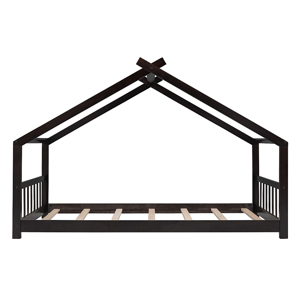 Harper & Bright Designs Kids House Beds Twin, Wooden Montessori Bed, Kids Twin House Bed with Headboard & Footboard, Twin Bed Frame for Kids Boys Girls Teens, No Box Spring Need (Twin, Espresso)