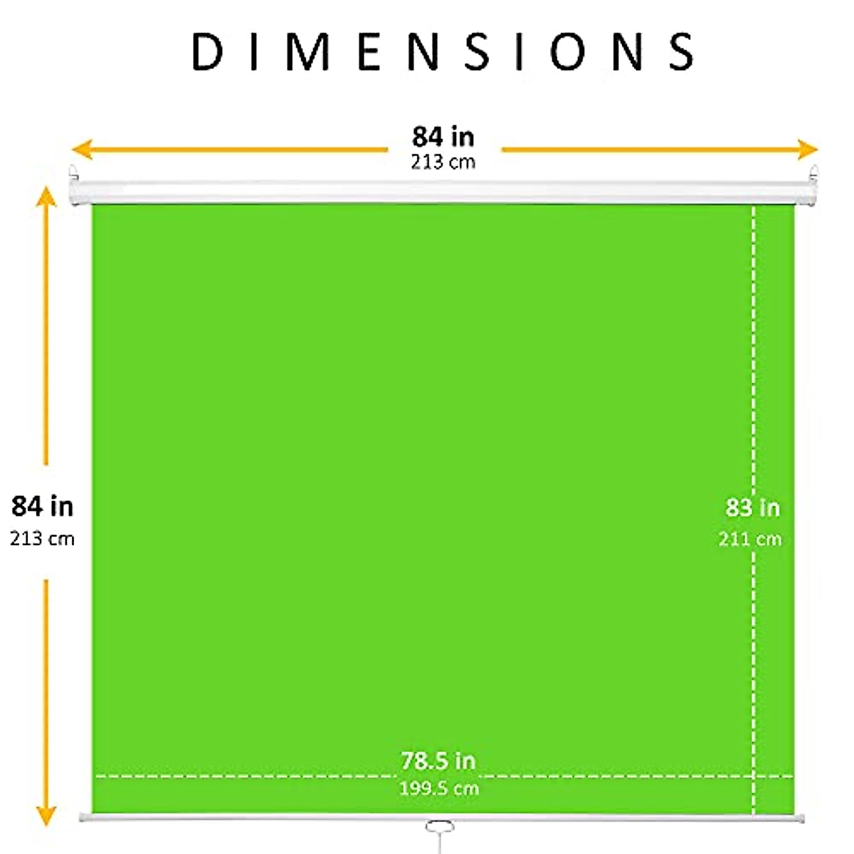 KHOMO GEAR Green Screen 84 x 84 inch - Extra Large Pull Down Projector Green Screen Backdrop - Durable Height-Adjustable - Multiple Hanging Options - Portable Collapsible Roll Down Projector Screen