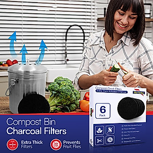 BioStrike Compost Crock - Activated Carbon Filters for Compost Bucket, Control Kitchen Odors, 5.5-inch Round, Made in USA (2 Count)