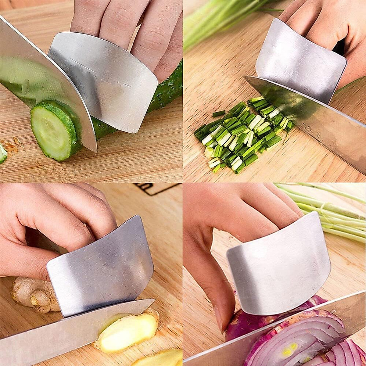 Finger Protector, Stainless Steel Finger Protector Guard for Safe Chopping and Slicing in Kitchen Adjustable Easy to Clean Tool for Chefs and Home Cooks