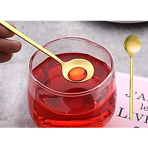 Accfore 10 Pack Espresso Spoons,Gold Plated Stainless Steel Mini Teaspoons Set for Coffee Sugar Dessert Cake Ice Cream Soup Antipasto Cappuccino,5.3 Inch