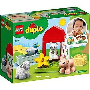 LEGO DUPLO Town Farm Animal Care 10949 Toy for Toddlers, Girls and Boys 2 Plus Years Old with Duck, Pig, Sheep & Cat Figures, Early Development Toys