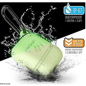 Catalyst Waterproof AirPods 1 & 2 Case with Premium Carabiner, Compatible Wireless Charging, One-Piece Design, Protective Cover Soft Skin, High Drop Protection, Silicone Sealing - Glow in Dark
