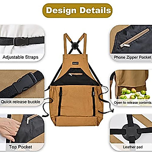 ZIOZERTT Garden Apron, Harvest Gardening Aprons with Pockets for Women and Men, Canvas Gardening Supplies Tool Belt, Gardening Gifts for Mom, Dad, Gardeners
