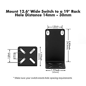 MokerLink Rack Mount Kit for 12.6 inch Switches, Adjustable Hole Distance 14-30mm, Mount a 12.6 Wide to a 19 Equipment Rack, Compatible for Netgear, Cisco, D-Link, TRENDnet, Dell 12.6 inch Products