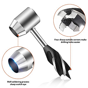 Bushcraft Gear Tool for Survival Settlers, SUNJOYCO Hand Auger Drill Wrench with Scotch Eye Wood Drill Peg and Manual Hole Maker, Auger Drill Bit for Outdoor Bushcrafting Camping Backpacking