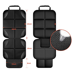 XHYANG Car Seat Protector 1 Pack Car Seat Cushion Mat Thickest Padding,Waterproof 600D Fabric Car Seat Covers for Non-Slip Backing Mesh Pockets for Baby and Pet (1 Seat Protector)