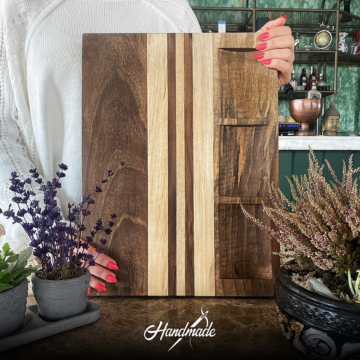 KAOC Charcuterie Boards - Large Cheese Board, Walnut Cutting Board, Wood Cutting Board, Wooden Cutting Boards for Kitchen, Serving platter, Gifts for Mom, Mothers Day Gift (16x12x1.2)