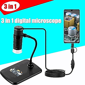 SDGH 1000X Digital Microscope 1080P high-Definition Microscope Smart Phone Camera Video for PCB Welding Slideshow Viewing etc (Color : Type C, Size : See Figure)