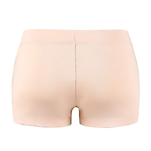 SUPRNOWA Boy Cut Shorts Low Rise Booty Shorts Spandex Active Dance Yoga Workout Fitness for Women (Nude, Small)