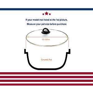 Oval glass lid for 7qt slow cooker compatible with Crock pot, Hamilton Beach, Black &Decker slow cooker and most brand in market 7quart slow cooker