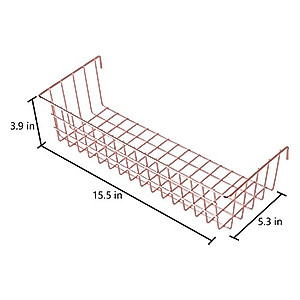 GRIDYMEN Hanging Grid Basket for Wire Wall Panel,, Multifunction Wall Storage Display Decorative Basket, Size 15.5"x5.3"x3.9", Rose Gold