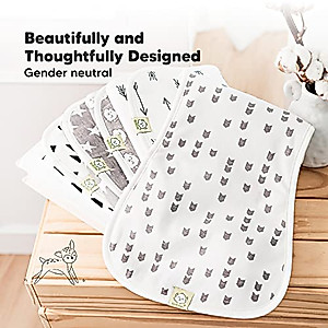 5-Pack Organic Burp Cloths for Baby Boys and Girls - Ultra Absorbent Burping Cloth, Burp Clothes, Newborn Towel - Milk Spit Up Rags - Burpy Cloth Bib for Unisex, Boy, Girl - Burp Cloths (Sweet Charm)