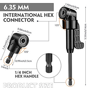 14 Pcs Flexible Drill Bit Extension Set 1/4 Inch Hex Shank Bendable Drill Bit Extension 105 Right Angle Drill 90 Right Angle Screwdriver Bits 10 Short Screwdriver Bits Electric Hand Tool