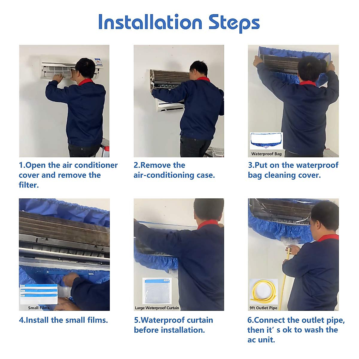 Forestchill Mini Split Air Conditioner Cleaning Cover Bag, Waterproof Dust Washing Clean Protector Bag for Large Sized Wall Mounted AC Units of 24000 to 36000 BTU