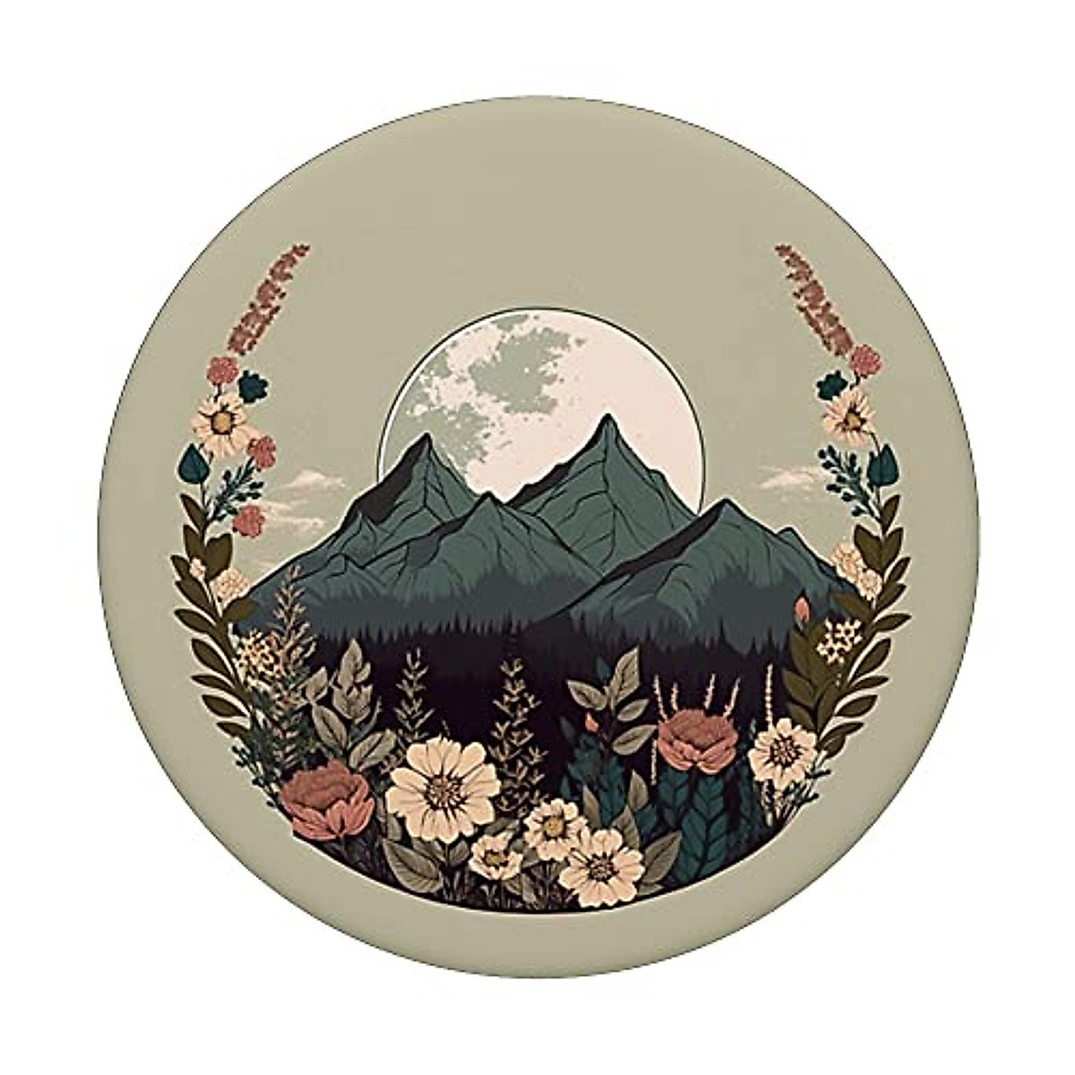 Boho Chic Floral Moon Forest Nature Mountain Retro For Girls PopSockets Swappable PopGrip