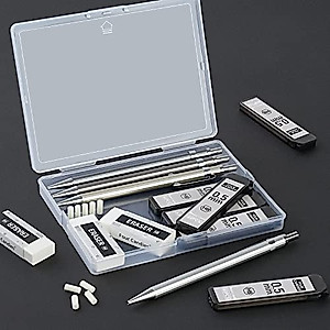 Four Candies 0.5mm Mechanical Pencil Set with Case - 4PCS Metal Mechanical Pencils, 6 Tubes HB #2 Lead Refills, 3PCS 4B Erasers and 9PCS Eraser Refills, Lead Mechanical Pencils for Writing & Drawing