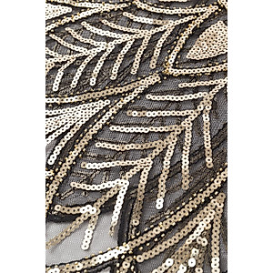 BABEYOND 1920s Shawl Wraps Sequin Beaded Evening Cape Bridal Shawl (Black Gold)