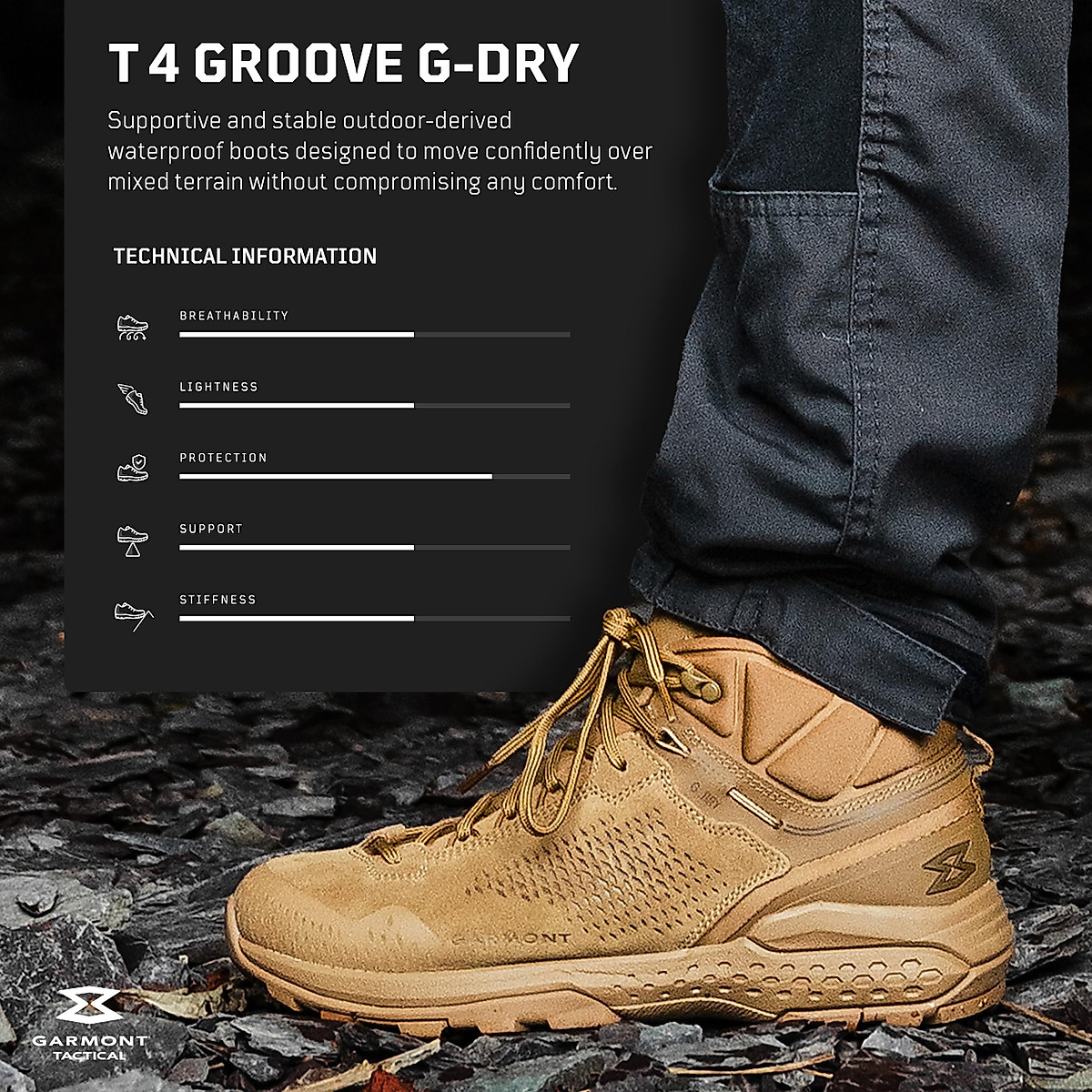 GARMONT TACTICAL T4 Groove Military and Law Enforcement Tactical Mid Boots for Men and Women, Suede Leather, Cushioned, Hiking Shoes, Black, Size, 11