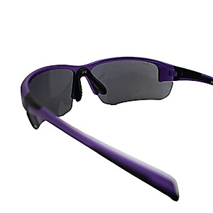 Global Vision Hercules-7 Women' s Softball Pickleball Tennis ANSI Z87.1 Safety Sunglasses Purple Frame with Flash Mirror Lenses