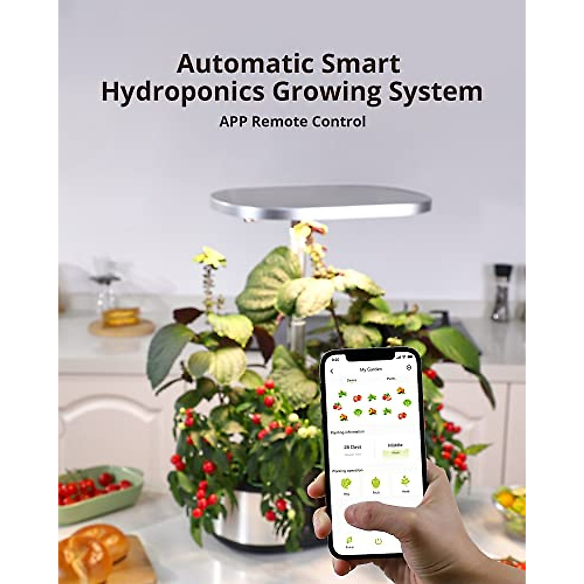 JustSmart WiFi 12 Pods Hydroponics Growing System with APP Controlled, Indoor Garden Up to 30" with 30W 120 LED Grow Light, Silent Pump System, Automatic Timer for Home Kitchen Gardening, GS1 Basic