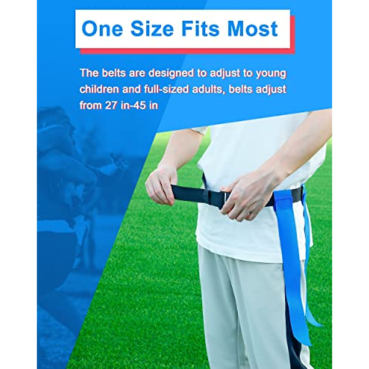 Hilhook Flag Football Belts, 10 Player Adjustable Flag Football Set with 30 Flags for Youth and Adults Training Equipment