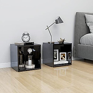 Ground Stand TV Cabinet,TV Unit,Stereo Cabinet,HiFi Cabinet,Gaming Entertainment Center,Home Decor,Open Storage Unit,for Bedroom,Living Room,Office,High Gloss Black 14.6"x13.8"x14.6" Chipboard