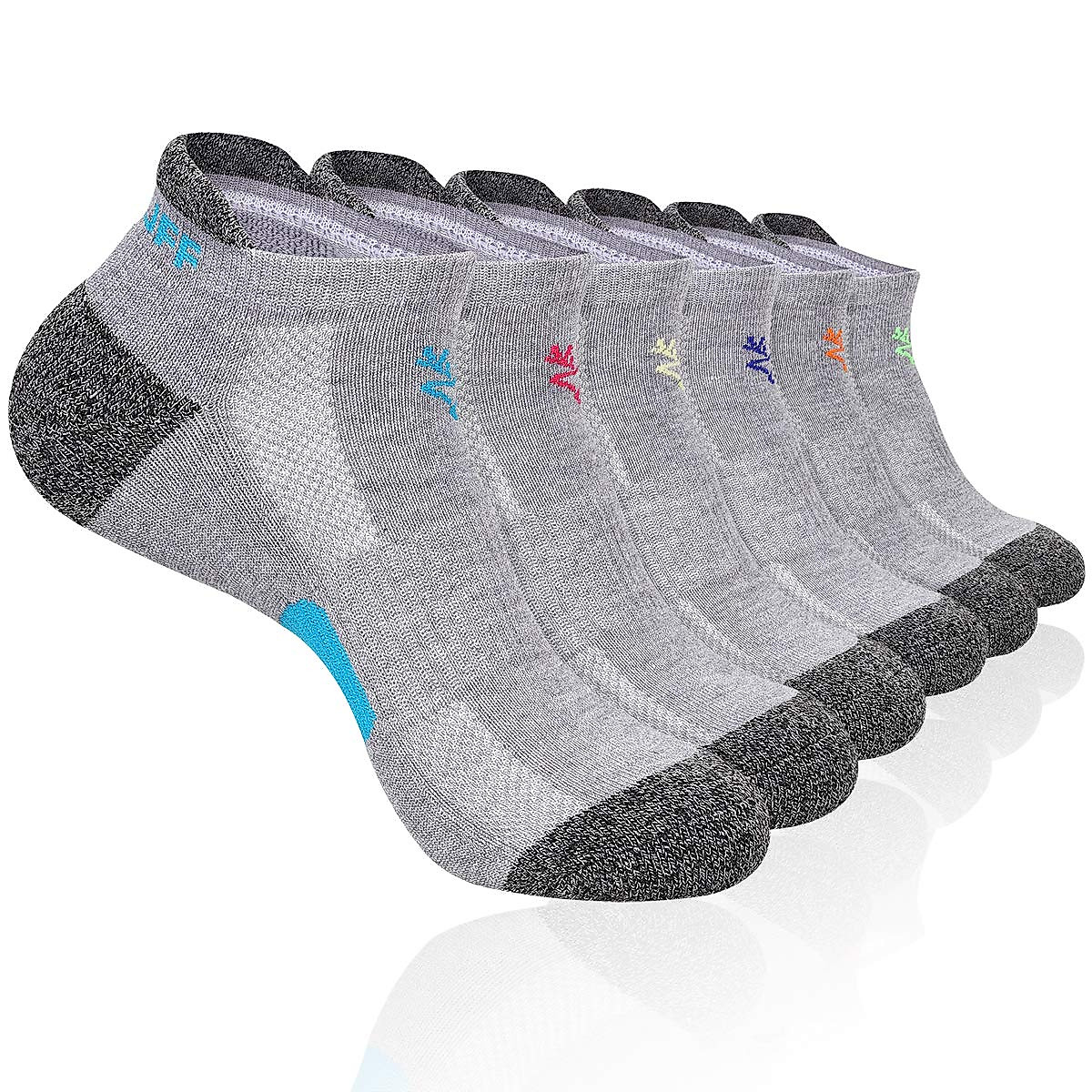 Heatuff Women's 6 Pairs Performance Athletic Ankle Socks Low Cut Cushioned Sock with Heel Tab